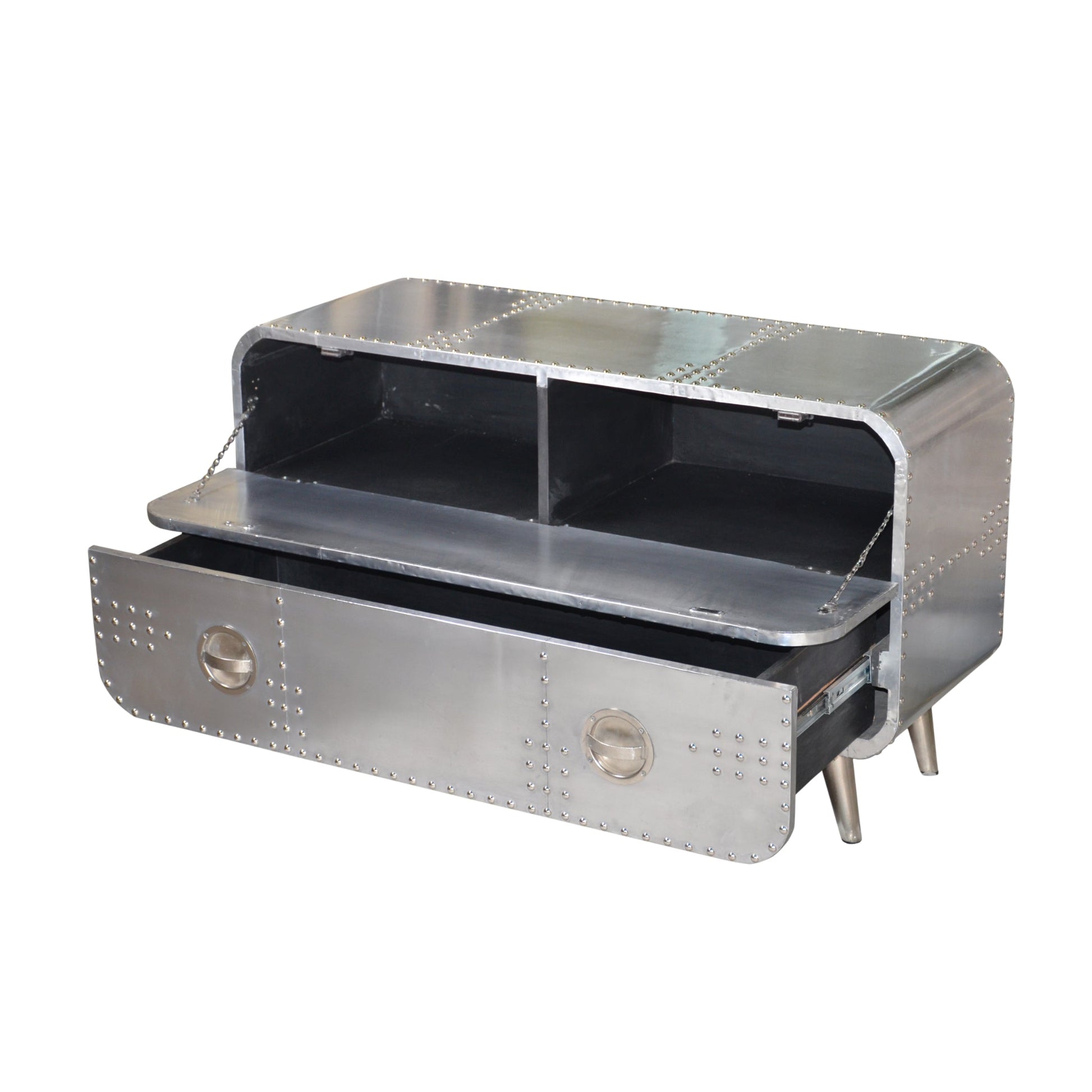 Meva Pilot 44" Silver Aluminum Sheets Console – Kitchen Oasis