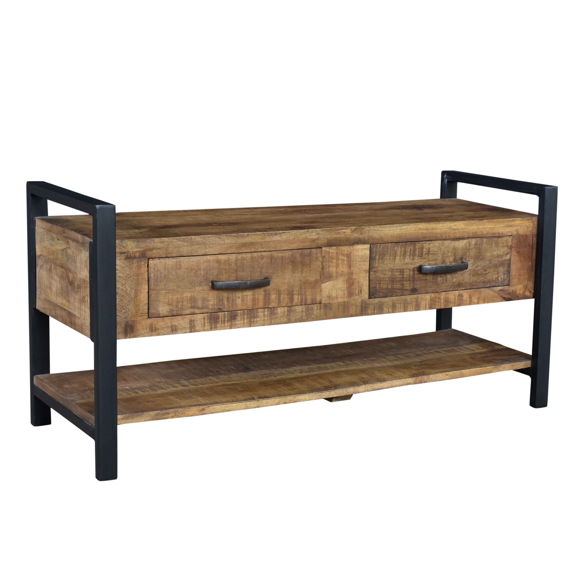Meva Shah 46" 2-Drawer Natural Solid Mango Wood Bench – Kitchen Oasis