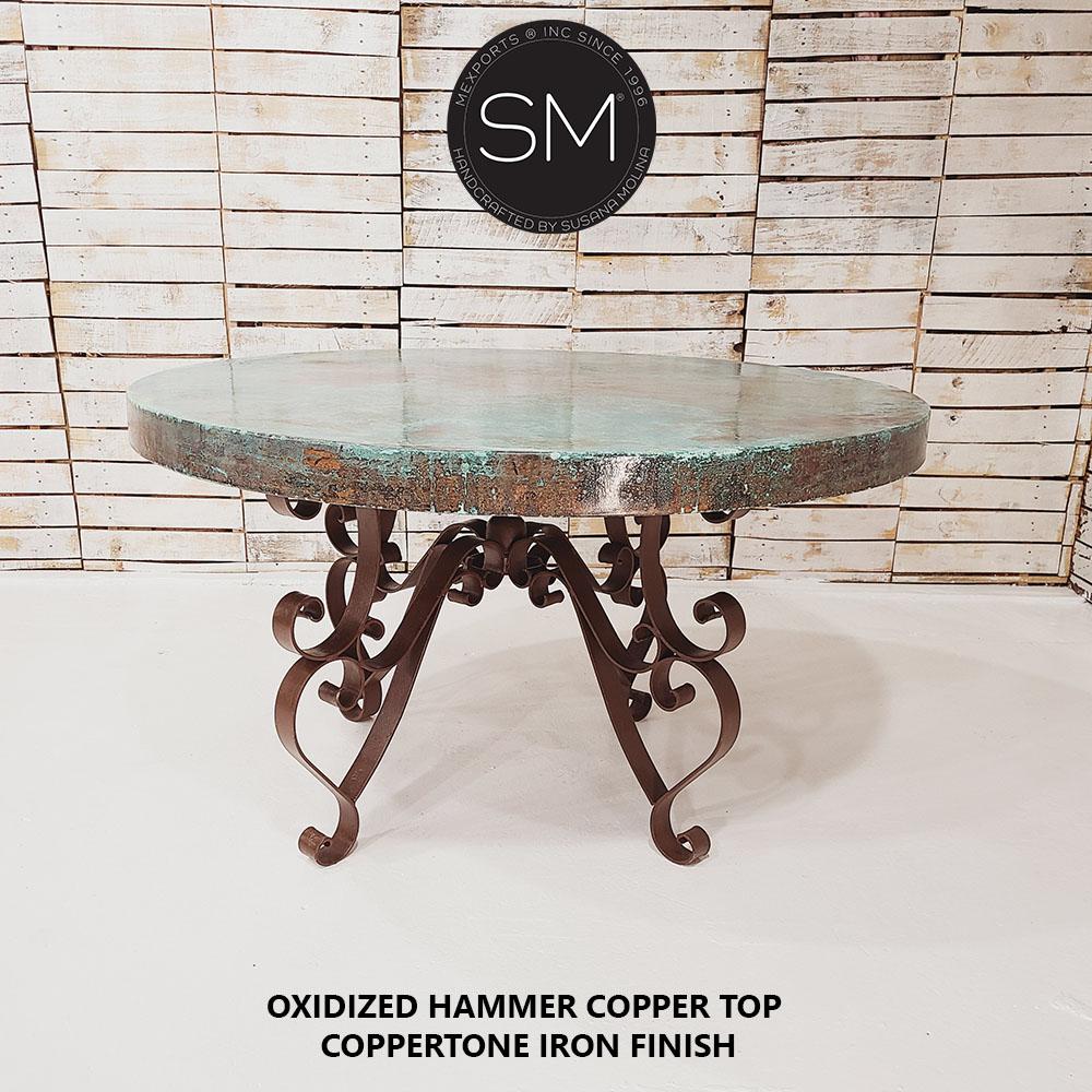 Mexports by Susana Molina 1237DC 60" Oxidized Hammer Copper Top Round ...