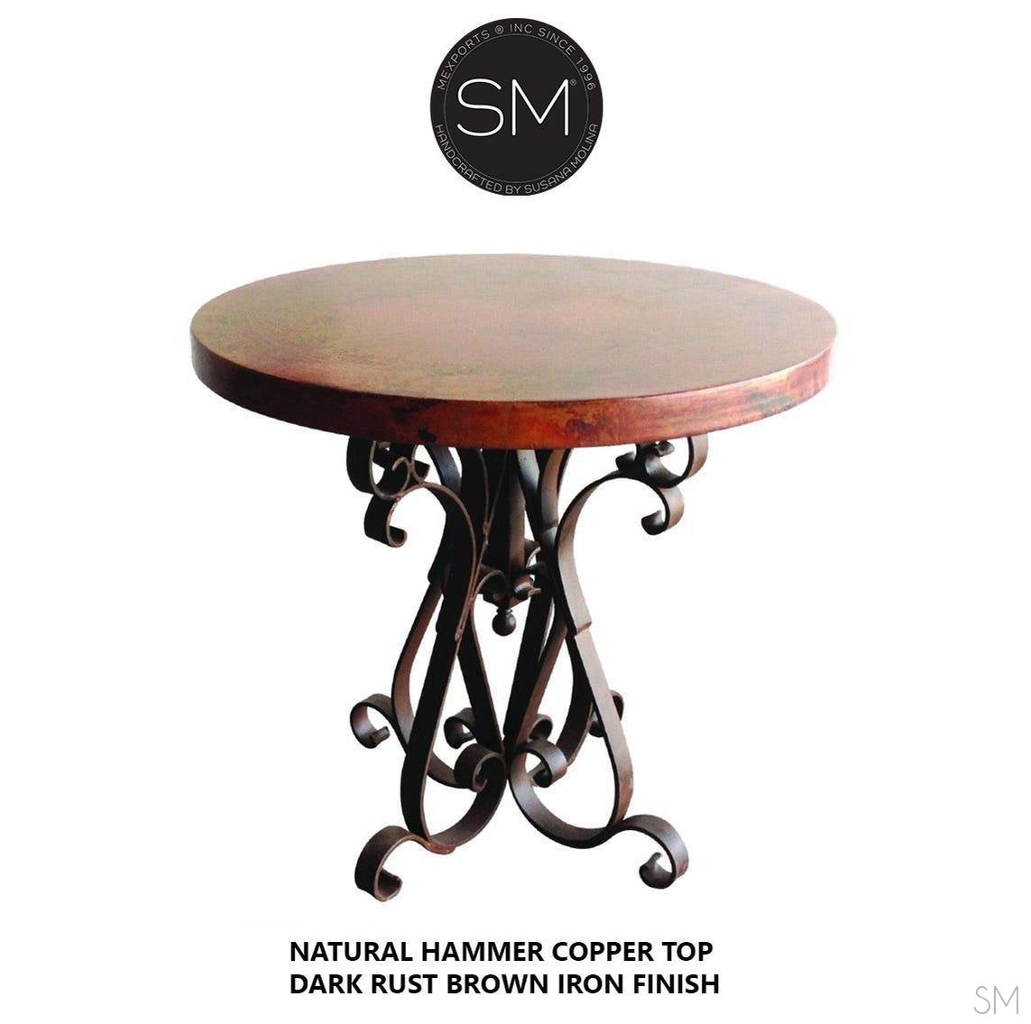 Mexports by Susana Molina 1246LC 31" Natural Hammered Copper Top Round ...