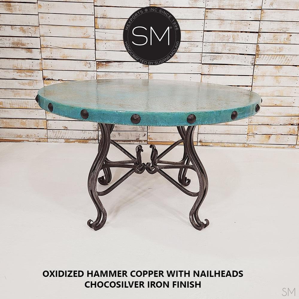 Mexports by Susana Molina 48" x 30" Oxidized Hammer Copper Top With Na ...