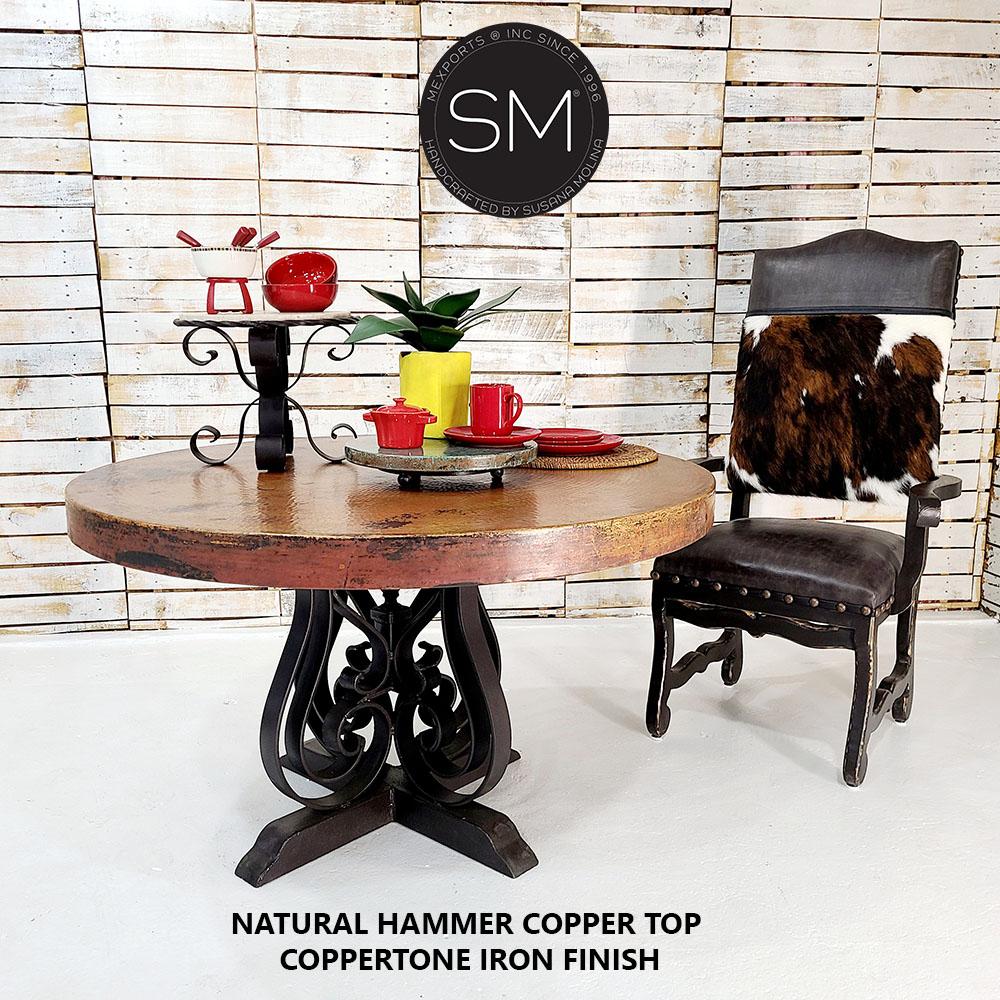 Mexports by Susana Molina 60" Natural Hammered Copper Round Dining Tab – Kitchen Oasis