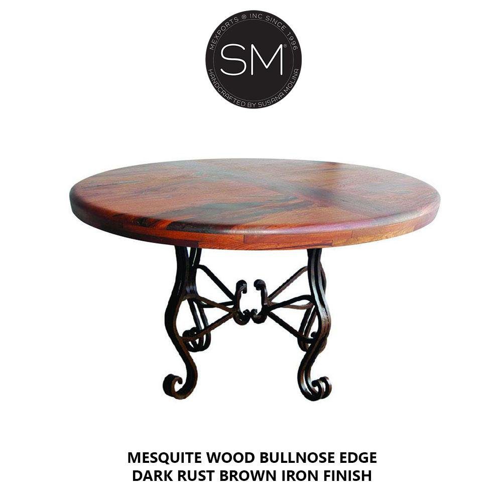 Mexports by Susana Molina 60" RD Mesquite Wood Top Turquoise Inlay Vog ...