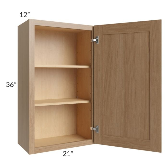 RTA Asheville Rift Oak Shaker 21" x 36" Wall Cabinet - Left Finished S ...