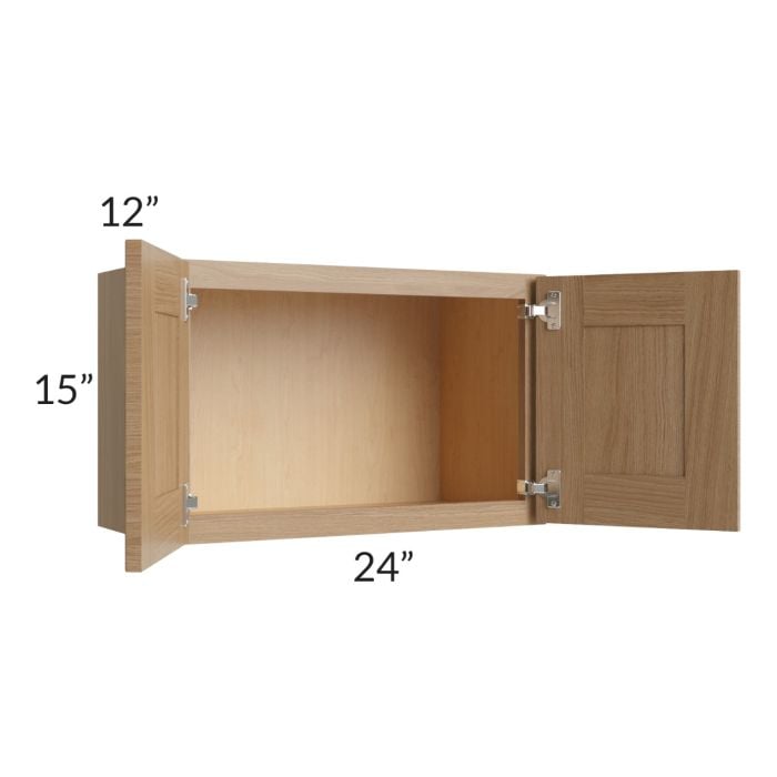RTA Asheville Rift Oak Shaker 24" x 15" Wall Cabinet - Both Finished S ...
