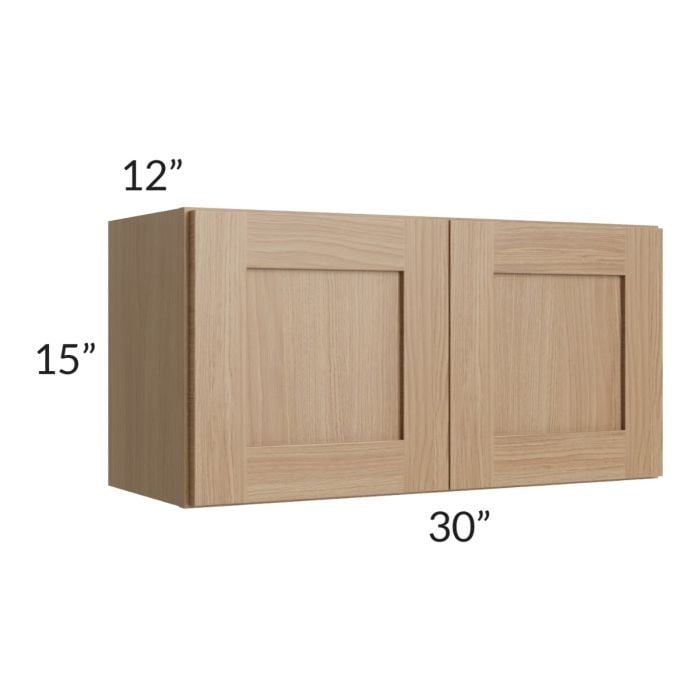 RTA Asheville Rift Oak Shaker 30" x 15" Wall Cabinet - Both Finished S ...