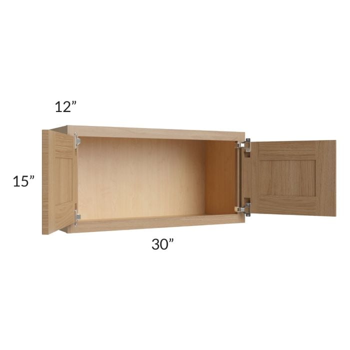 RTA Asheville Rift Oak Shaker 30" x 15" Wall Cabinet - Both Finished S ...
