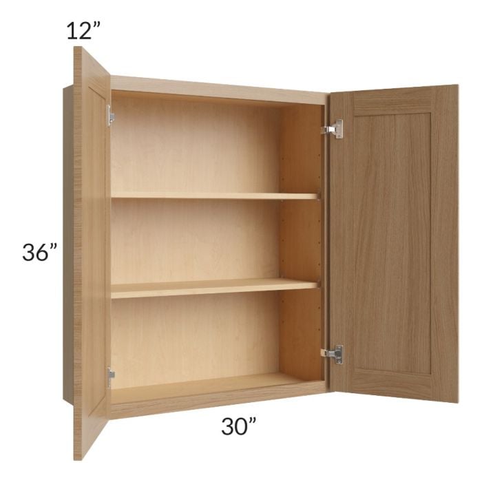 RTA Asheville Rift Oak Shaker 30" x 36" Wall Cabinet - Both Finished S ...