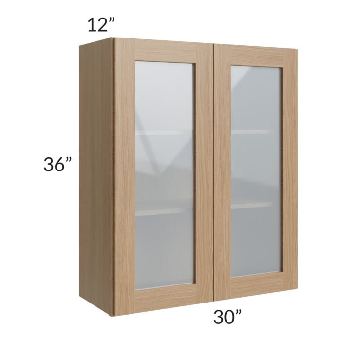 RTA Asheville Rift Oak Shaker 30" x 36" Wall Glass Door Cabinet ...