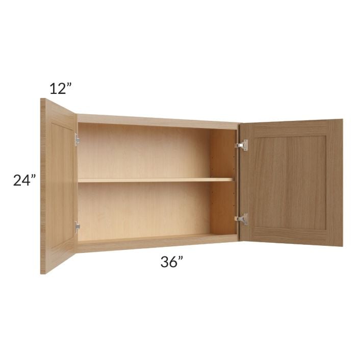 RTA Asheville Rift Oak Shaker 36" x 24" Wall Cabinet - Left Finished S ...