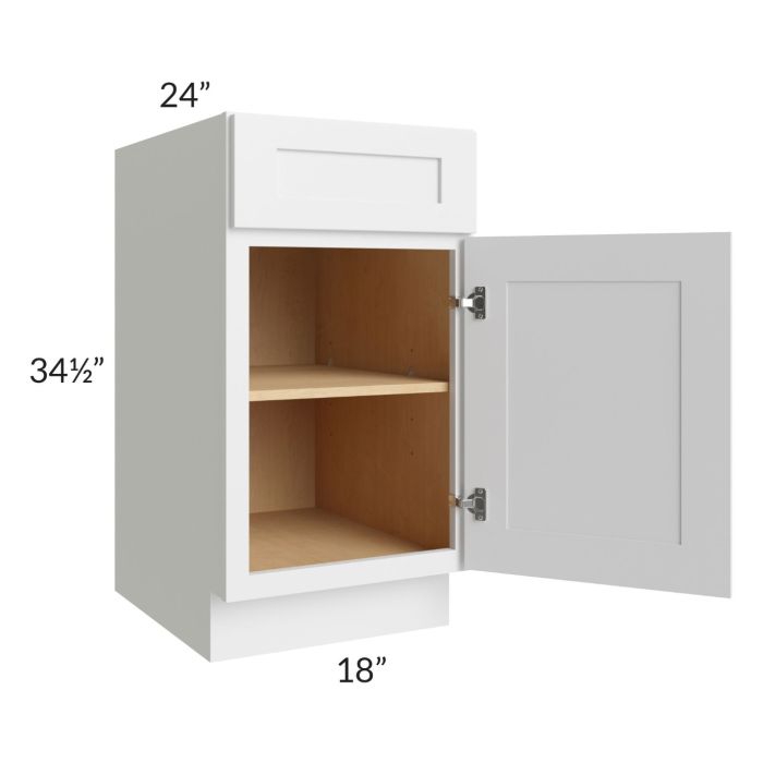 RTA Asheville White Shaker 18" Base Cabinet with 2 Roll Out Trays ...