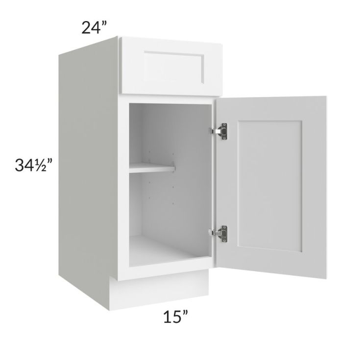 RTA Aspen White Shaker 15" Base Cabinet with 1 Decorative End Panels a ...