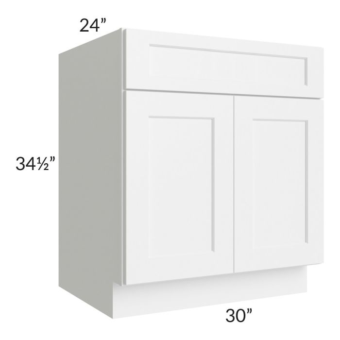 RTA Aspen White Shaker 30" Base Cabinet with 2 Roll Out Trays and 2 De ...