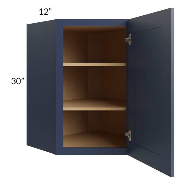 RTA Bayville Blue 24" x 30" Diagonal Corner Wall Cabinet with1 Decorat ...