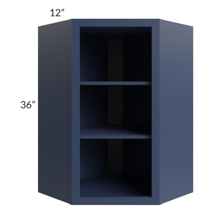RTA Bayville Blue 24" x 36" Wall Diagonal Corner Open Cabinet with 1 D ...
