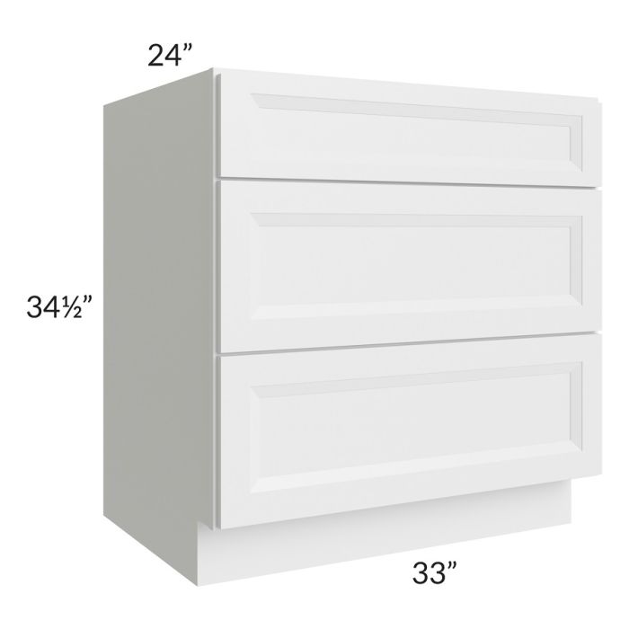 RTA Bayville White 33" 3-Drawer Base Cabinet – Kitchen Oasis