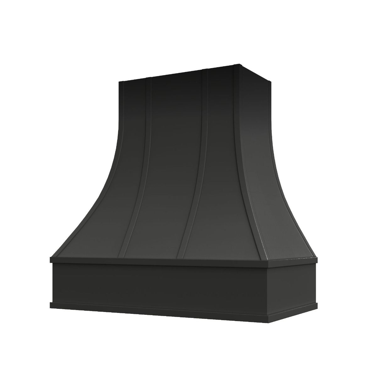 RTA Black Asheville 48" x 36" Strapped Curved Hood with Block Molding ...