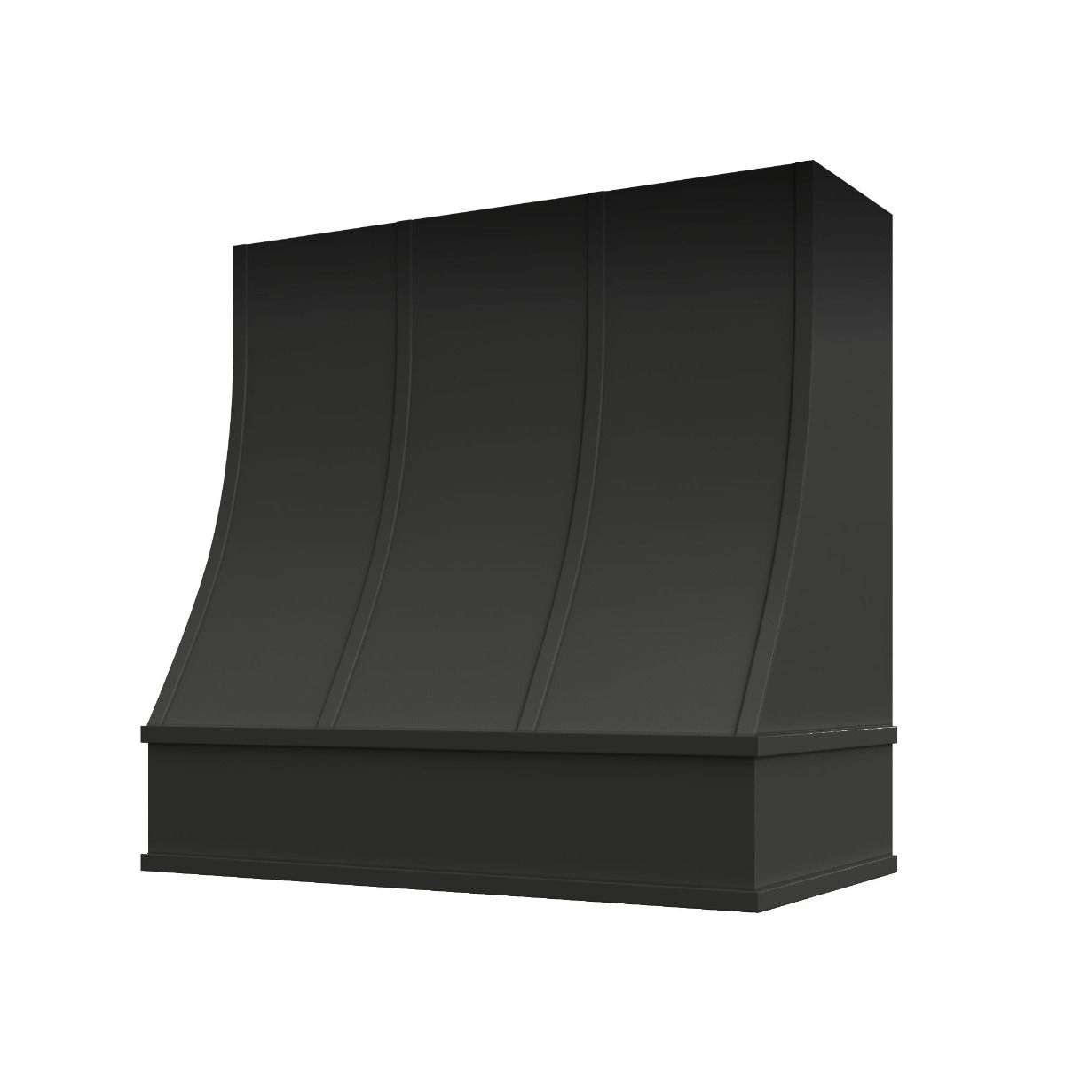 RTA Black Charlotte 48" x 36" Strapped Sloped Hood with Block Molding ...