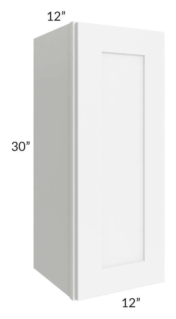 RTA Brilliant White Shaker 12" x 30" High Single Door Wall Cabinet ...
