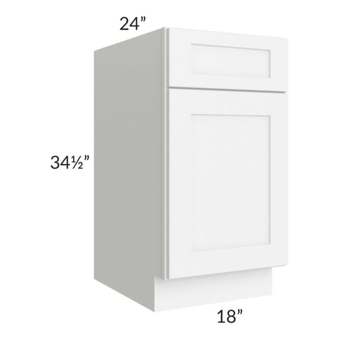 RTA Brilliant White Shaker 18" Base Cabinet with 2 Roll Out Trays ...