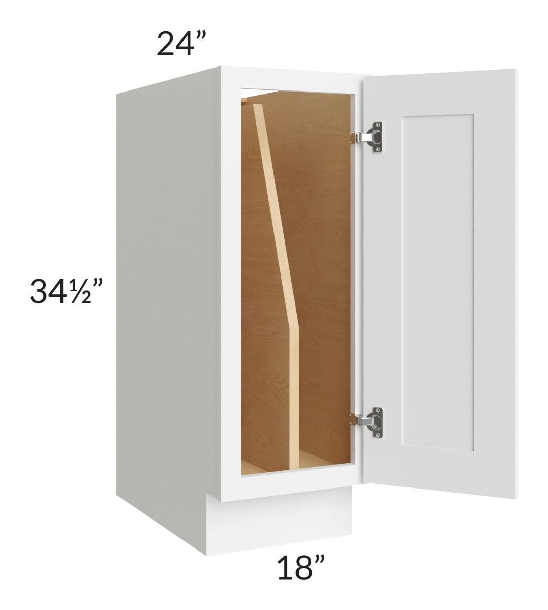 RTA Brilliant White Shaker 18" Full Height Door Tray Divider Base Cabi ...
