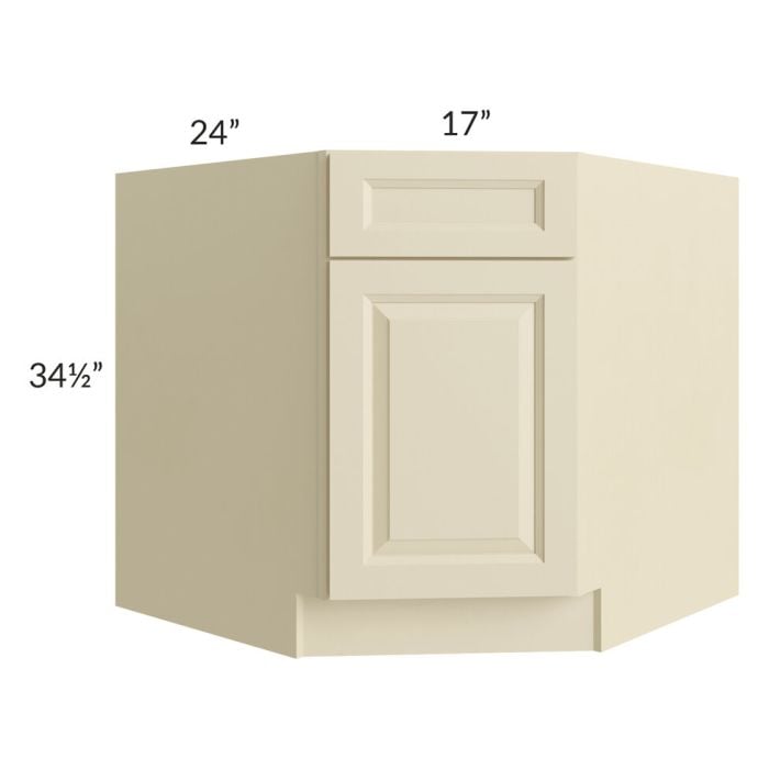 RTA Casselton Ivory 36" Diagonal Corner Sink Base Cabinet with 1 Decor ...