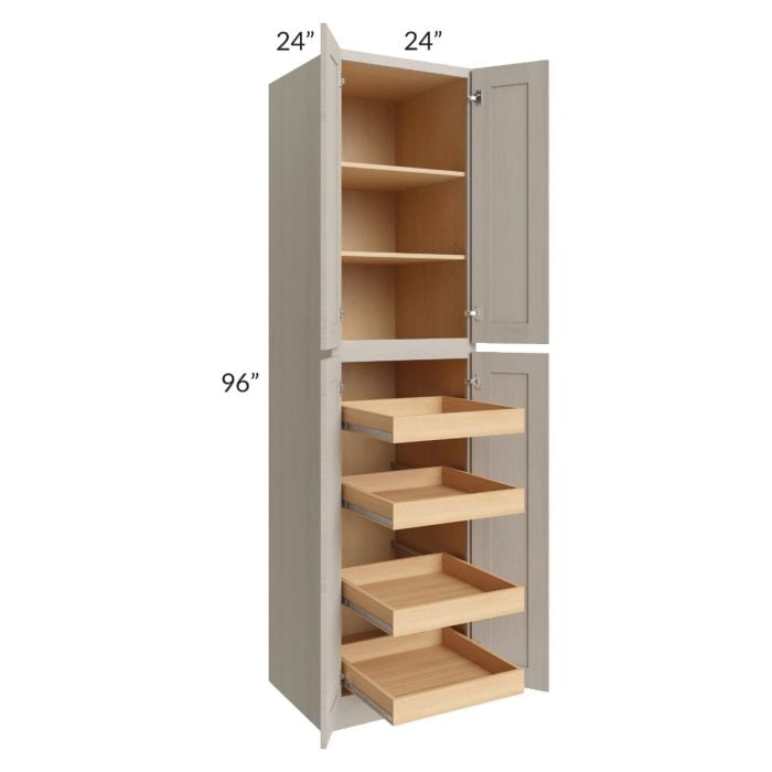 RTA Catalina Mist 24" x 96" x 24" Wall Pantry Cabinet with 4 Rollout T ...