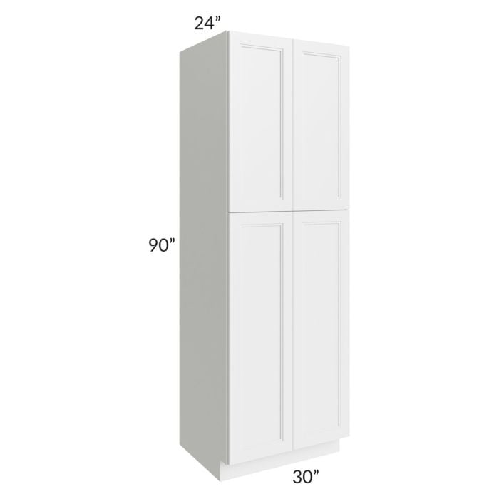 RTA Charlotte White 30" x 90" Wall Pantry with 1 Side Decorative End P ...