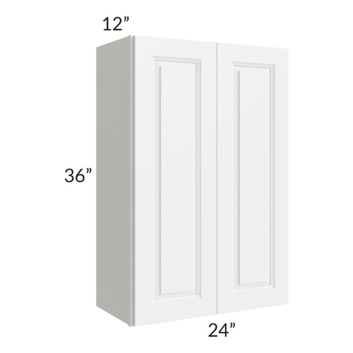 RTA Dakota White 24" x 36" Wall Cabinet with 2 Decorative End Panels a ...