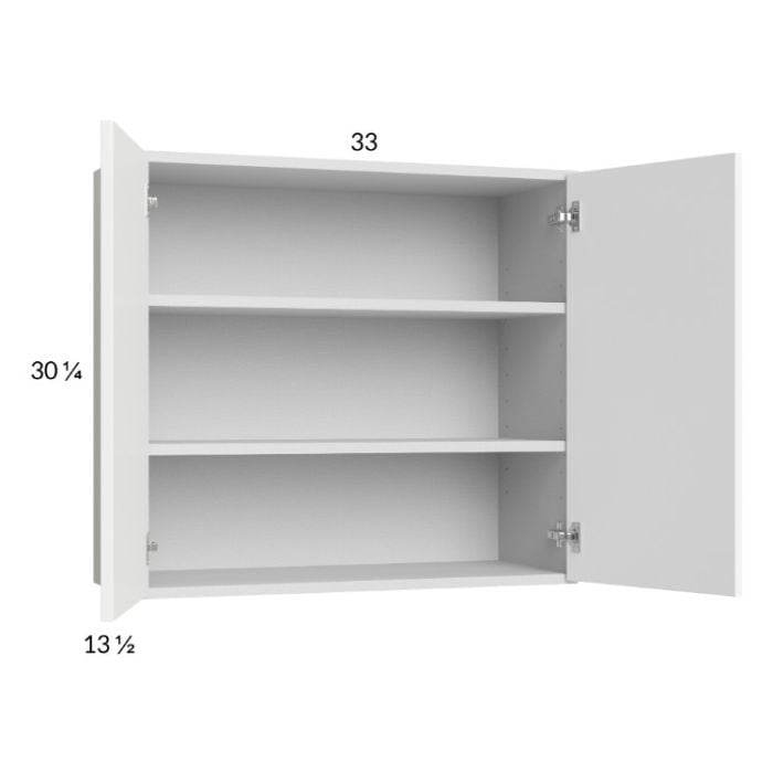 RTA Euro Gloss White 33" x 30-1/4" Wall Cabinet with 1 Finished End Pa ...