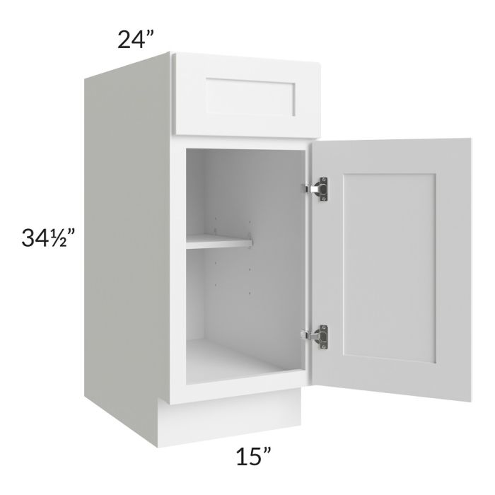 RTA Frosted White Shaker 15" Base Cabinet with 2 Roll Out Trays ...