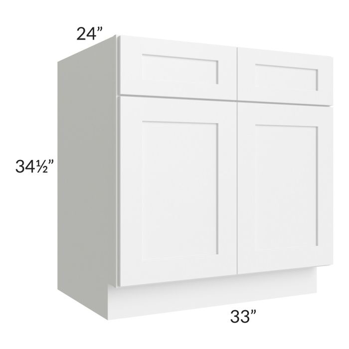 RTA Frosted White Shaker 33" Base Cabinet with 2 Roll Out Trays ...