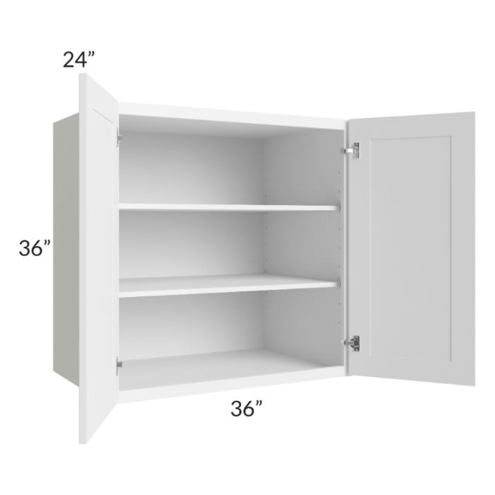 RTA Frosted White Shaker 36" x 36" x 24" Split Pantry Wall Cabinet ...
