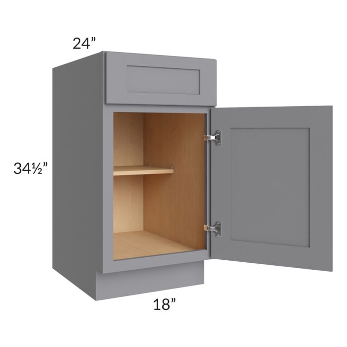 RTA Graphite Grey Shaker 18" Base Cabinet with 1 Roll Out Tray and Tra ...