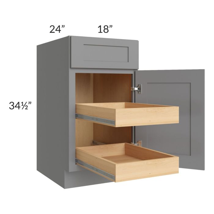 RTA Graphite Grey Shaker 18" Base Cabinet with 2 Rollout Trays ...