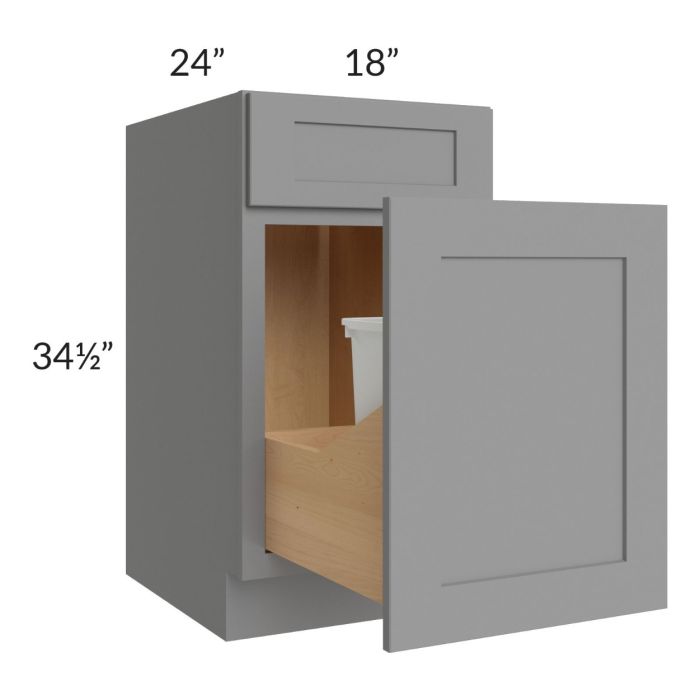 RTA Graphite Grey Shaker 18" Base Cabinet with Double Trashcan Pullout ...