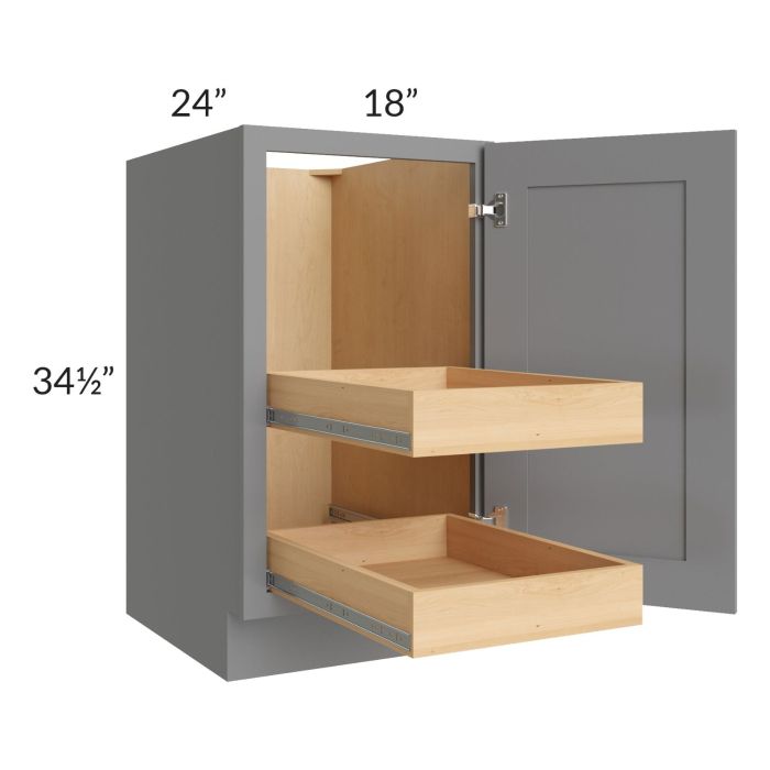 RTA Graphite Grey Shaker 18" Full Height Door Base Cabinet with 2 Roll ...