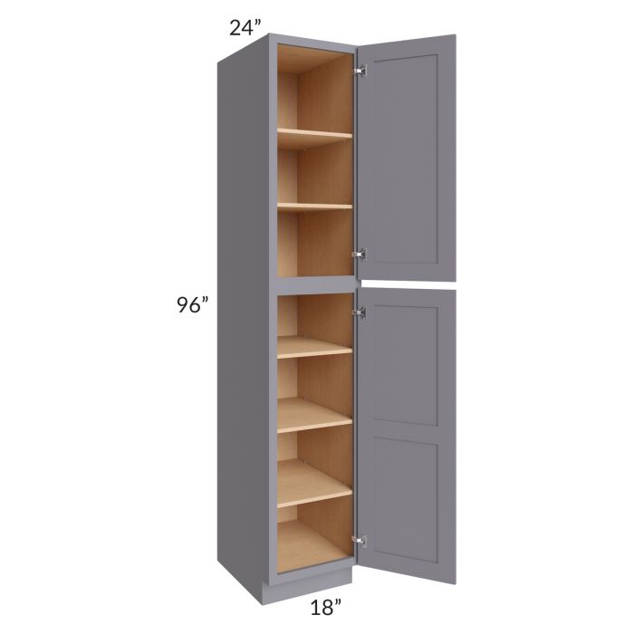 RTA Graphite Grey Shaker 18" x 96" x 24" Wall Pantry Cabinet with 4 Ro ...