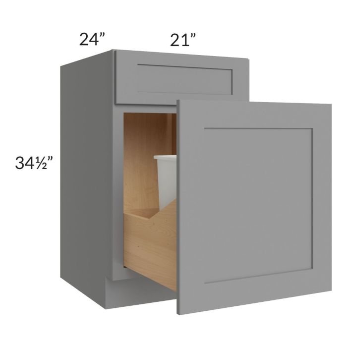 RTA Graphite Grey Shaker 21" Base Cabinet with Double Trashcan Pullout ...