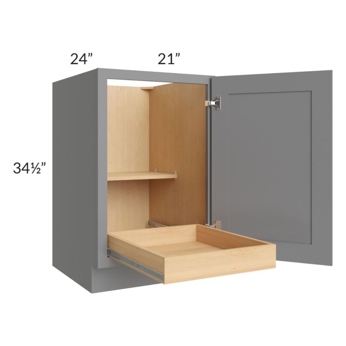 RTA Graphite Grey Shaker 21" Full Height Door Base Cabinet with 1 Roll ...