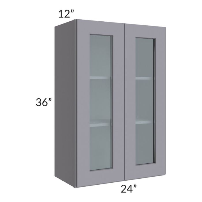 RTA Graphite Grey Shaker 24" x 36" Wall Glass Door Cabinet (Prepped fo ...