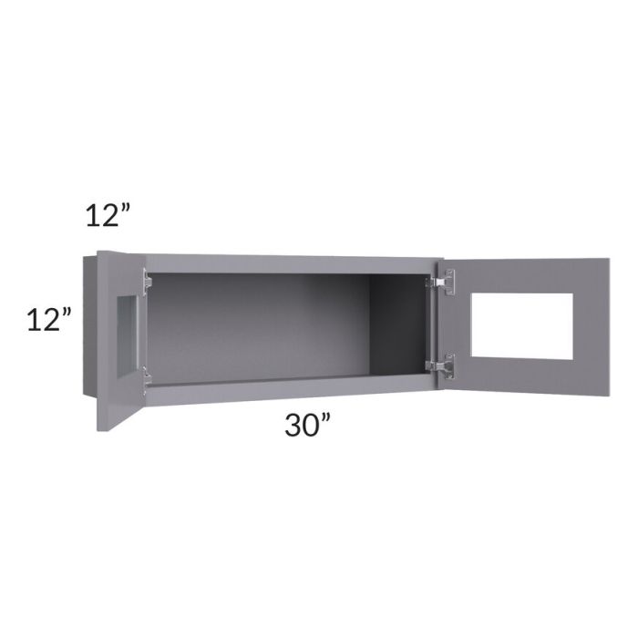 RTA Graphite Grey Shaker 30" x 12" Decorative Wall Cabinet with 2 Deco ...
