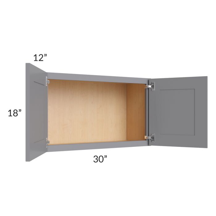 RTA Graphite Grey Shaker 30" x 18" Wall Cabinet with 1 Decorative End ...