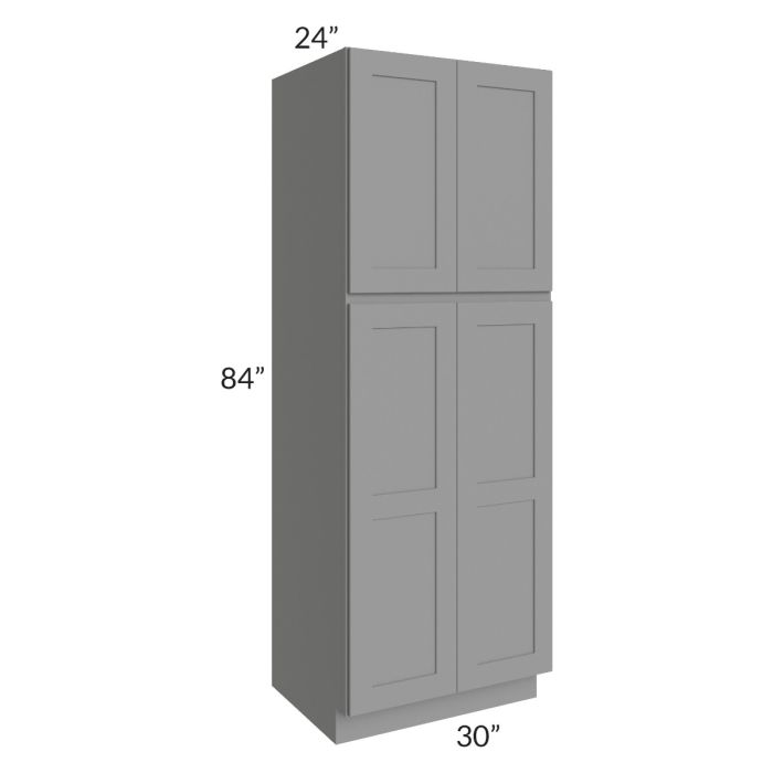 RTA Graphite Grey Shaker 30" x 84" x 24" Wall Pantry Cabinet with 1 De ...