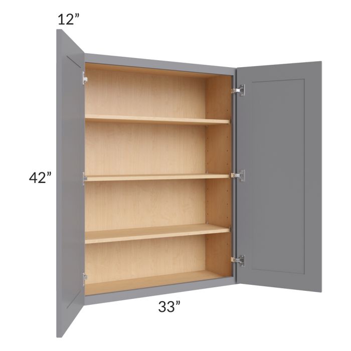 RTA Graphite Grey Shaker 33" x 42" Wall Cabinet with 1 Decorative End ...