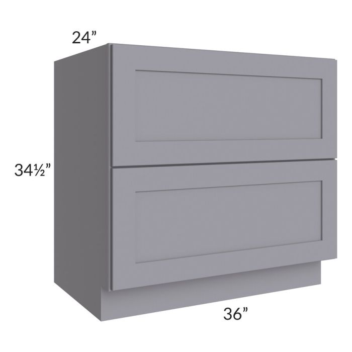 RTA Graphite Grey Shaker 36" 2-Drawer Base Cabinet with 2 Decorative E ...