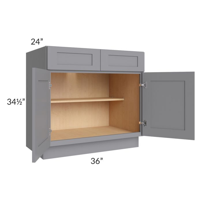 RTA Graphite Grey Shaker 36" Base Cabinet with 2 Roll Out Trays ...
