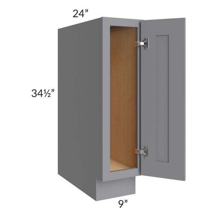 RTA Graphite Grey Shaker 9" Base Tray Cabinet with 1 Decorative End Pa ...