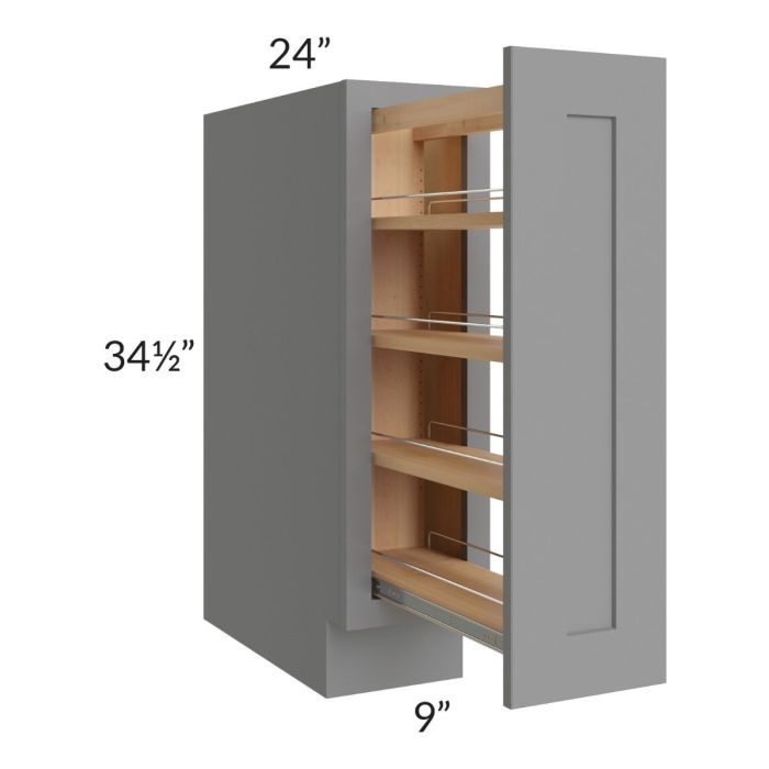 RTA Graphite Grey Shaker 9" Full Height Door Base Cabinet with Shelf P ...