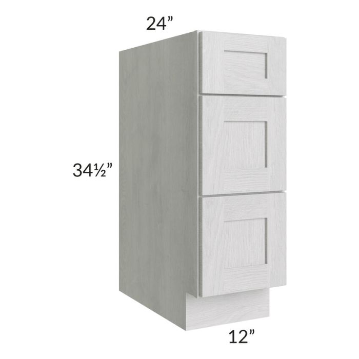RTA Heather Grey Shaker 12" Drawer Base Cabinet with 2 Decorative End ...